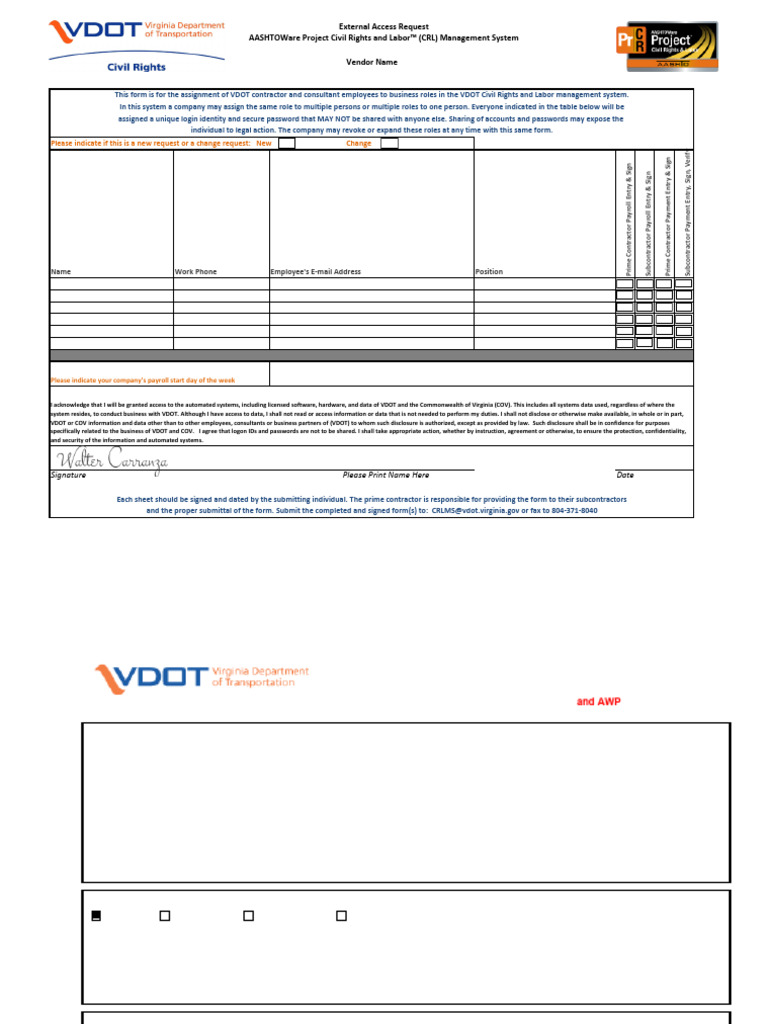 VDOT_CRL_Access_and_IT_Security_Forms (1) | PDF | Information Security ...