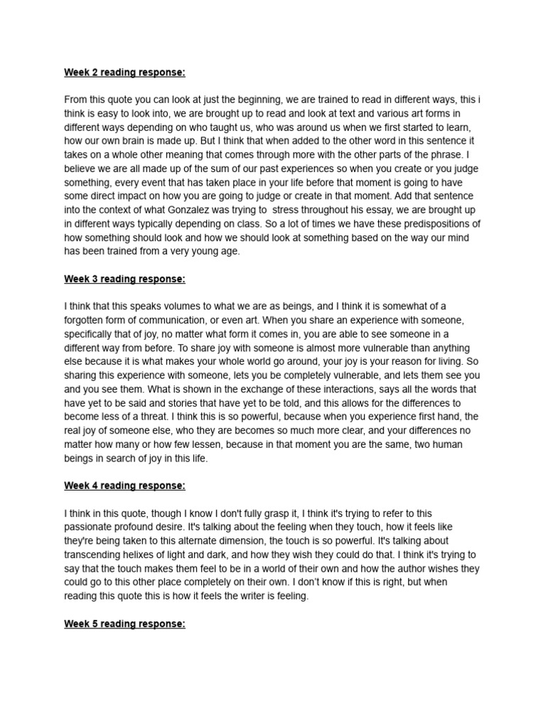 Reading Responses SDS | PDF