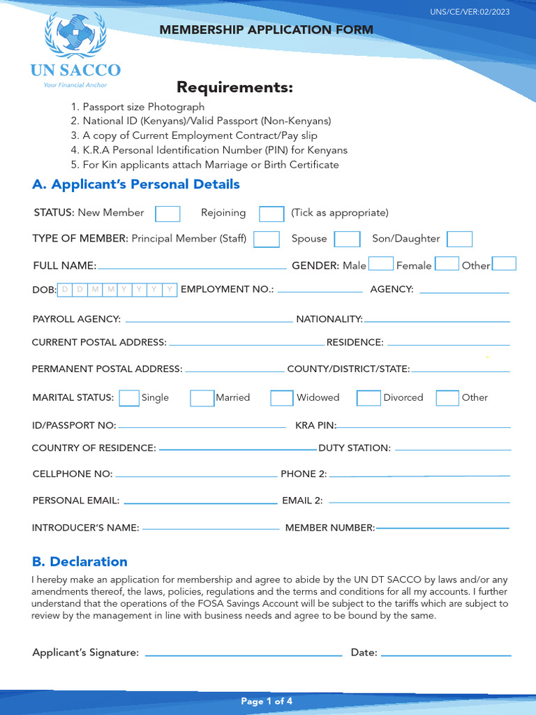 Membership Application Form 2023 1 | PDF | Credit Union | Private Law