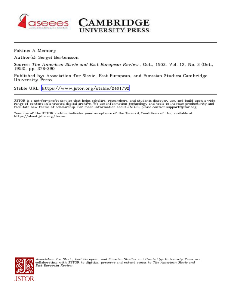Fokine's Legacy in Russian Ballet | PDF | Performing Arts