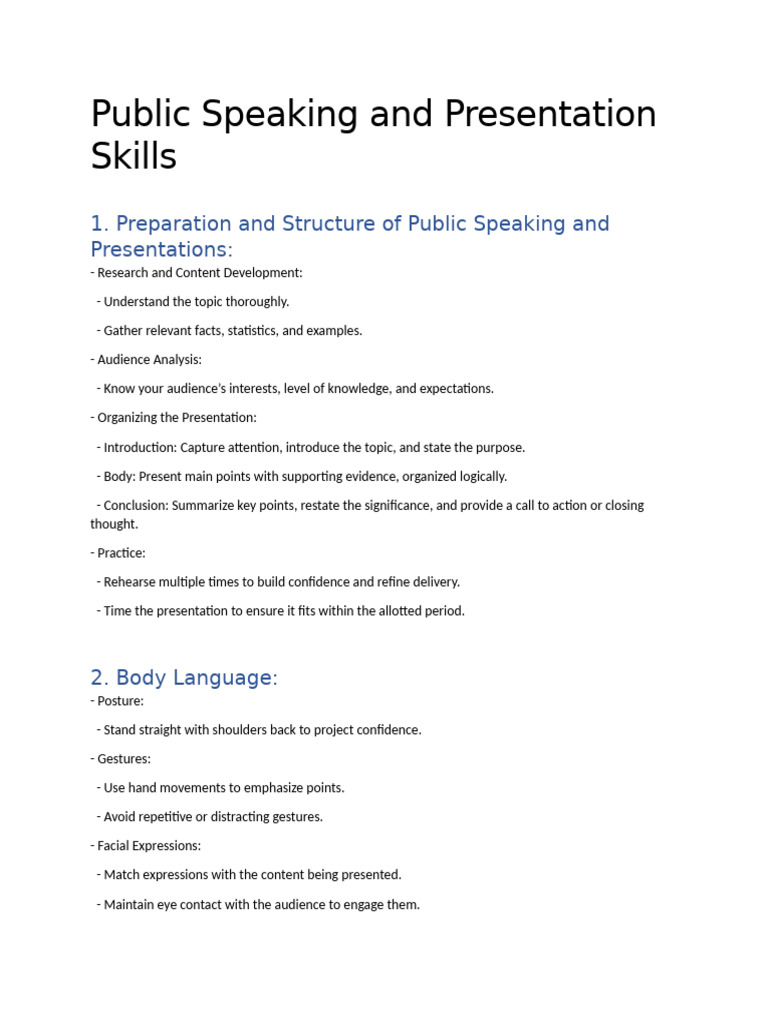 Public Speaking and Presentation Skills | PDF | Speech | Public Speaking