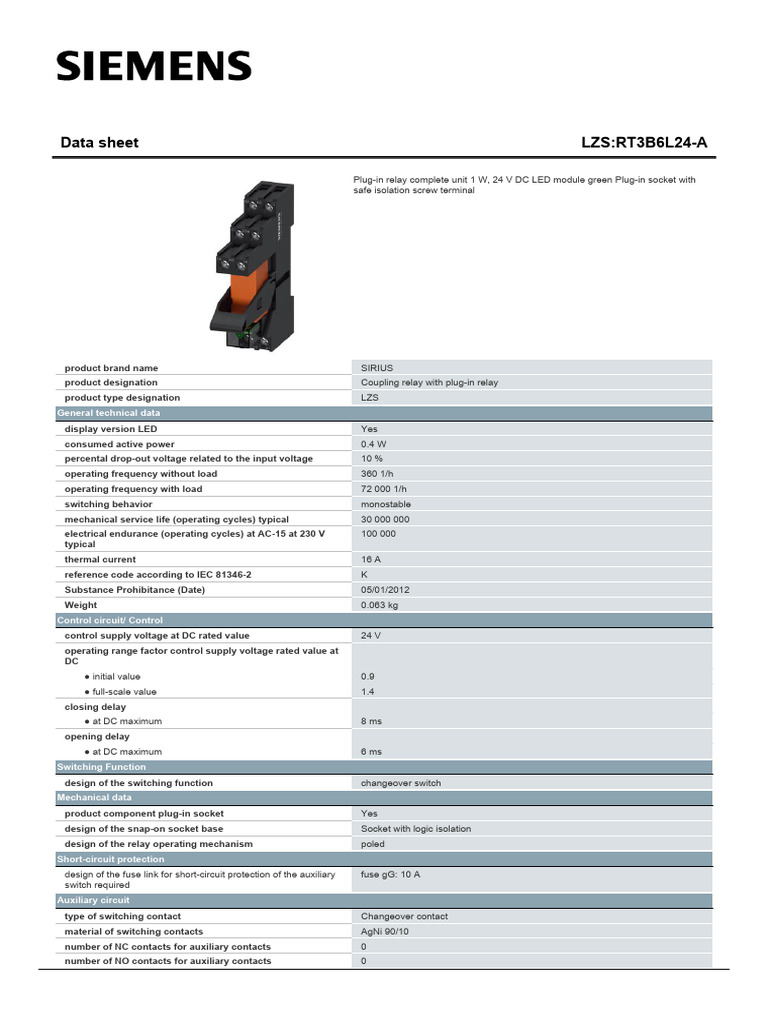 LZS_RT3B6L24-A_datasheet_en | PDF | Relay | Fuse (Electrical)