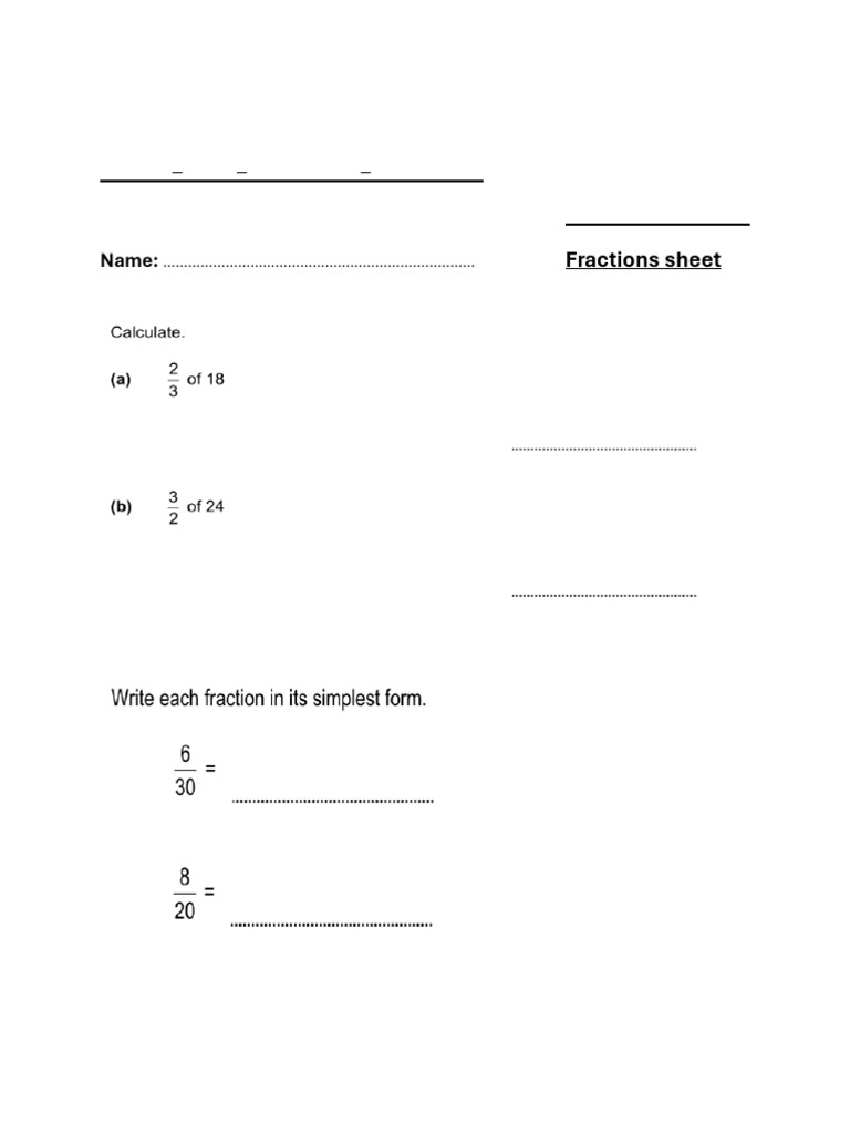 Grade 4 Math Fractions Worksheet | PDF