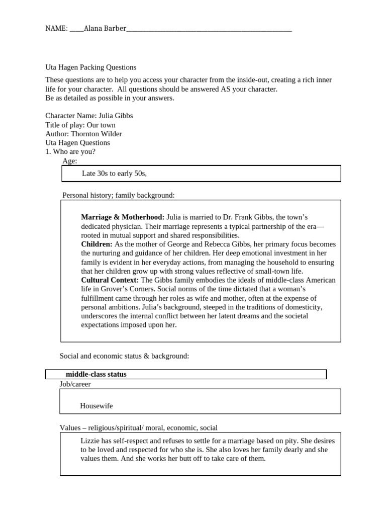 Uta Hagen Packing Questions | PDF | Family | Mother