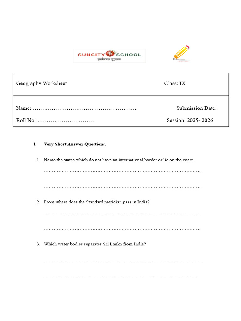 Grade - 9-Chapter 1 - Worksheet 2 | PDF