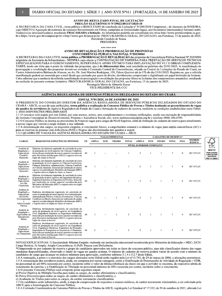 Editao Concurso Arce 2025 | PDF