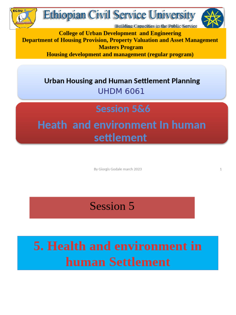 04 Presentation Four Health Environment and Land in Human Settlement | PDF | Sanitation | Hazards
