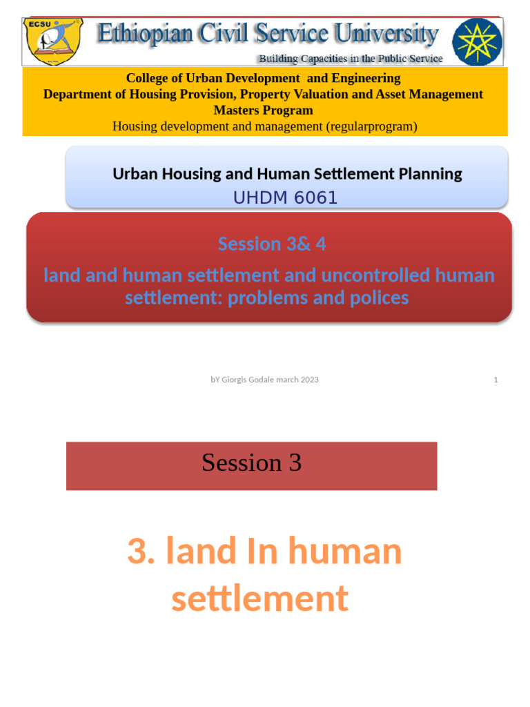 03 Presentation Three Land and Uncontrolled Human Settlement | PDF | Taxes | Market (Economics)