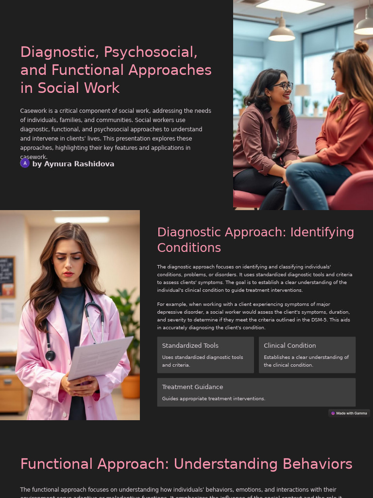 Diagnostic Psychosocial and Functional Approaches in Social Work | PDF | Psychosocial | Social Work