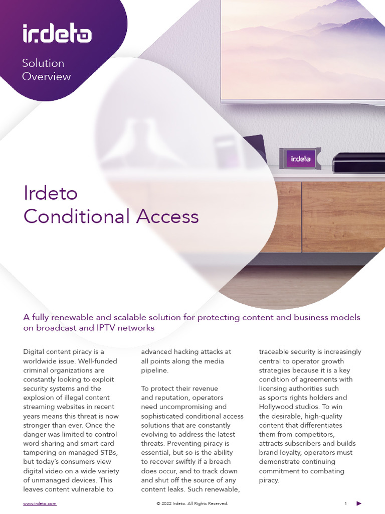 Irdeto Conditional Access Solutions | PDF | Set Top Box | Video On Demand