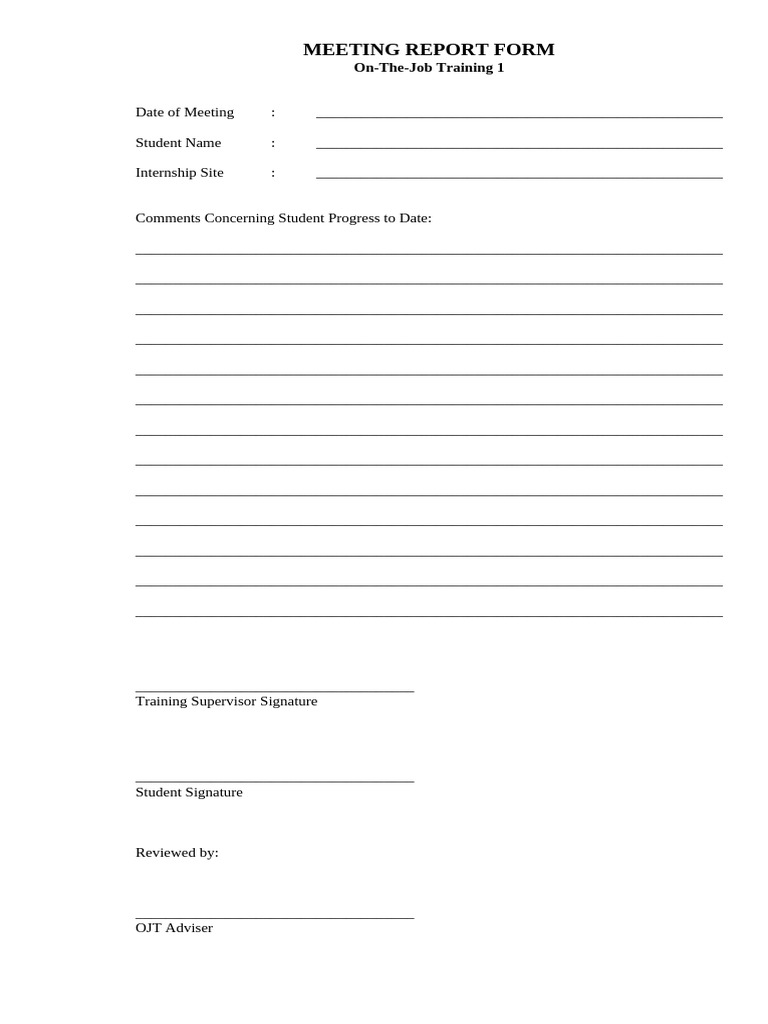 On-The-Job Training Meeting Report | PDF