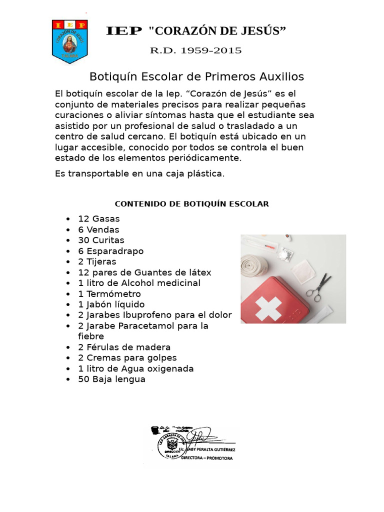 Botiquín Escolar de Primeros Auxilios | PDF