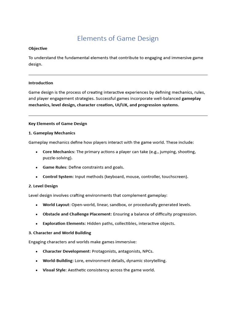 Elements of Game Design | PDF