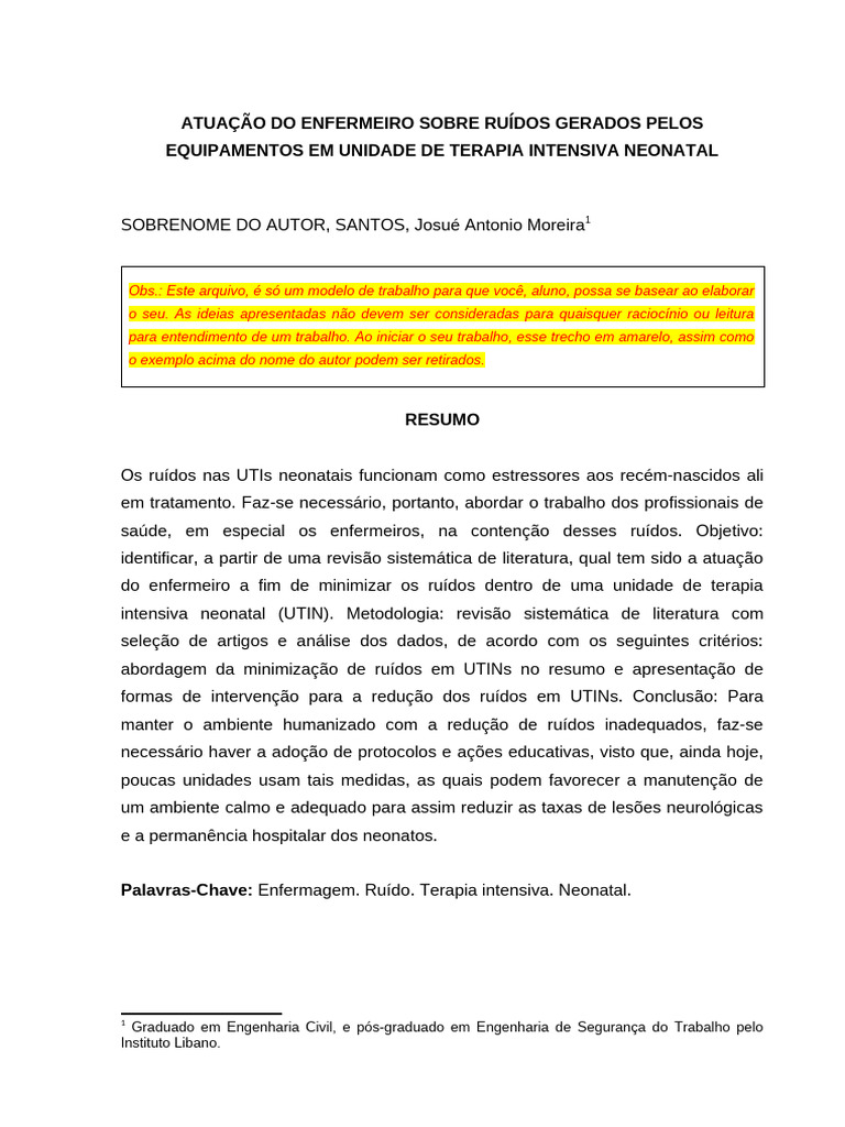 TEMPLATE-DE-EDICAO-TCC (2) | PDF | Unidade de Tratamento Intensivo (UTI) | Medicina Intensiva