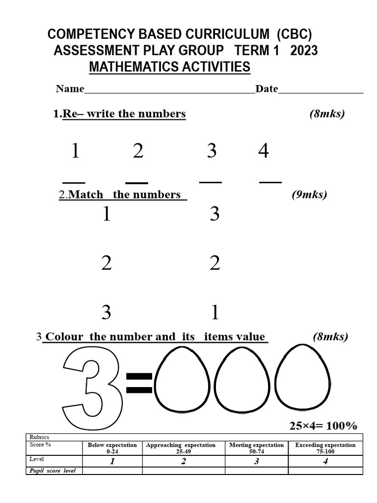 Play Group PP1 and PP2 Term 1 Exams | PDF | Learning | Pedagogy