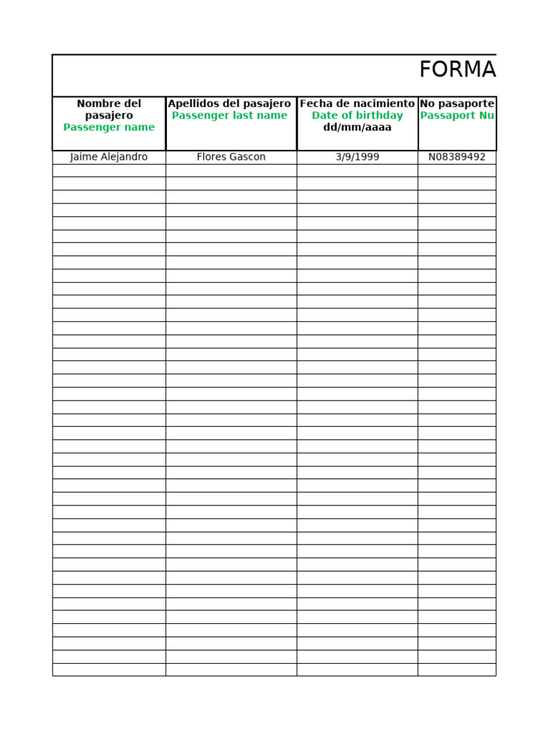 Formato Solicitud de Vuelos | PDF