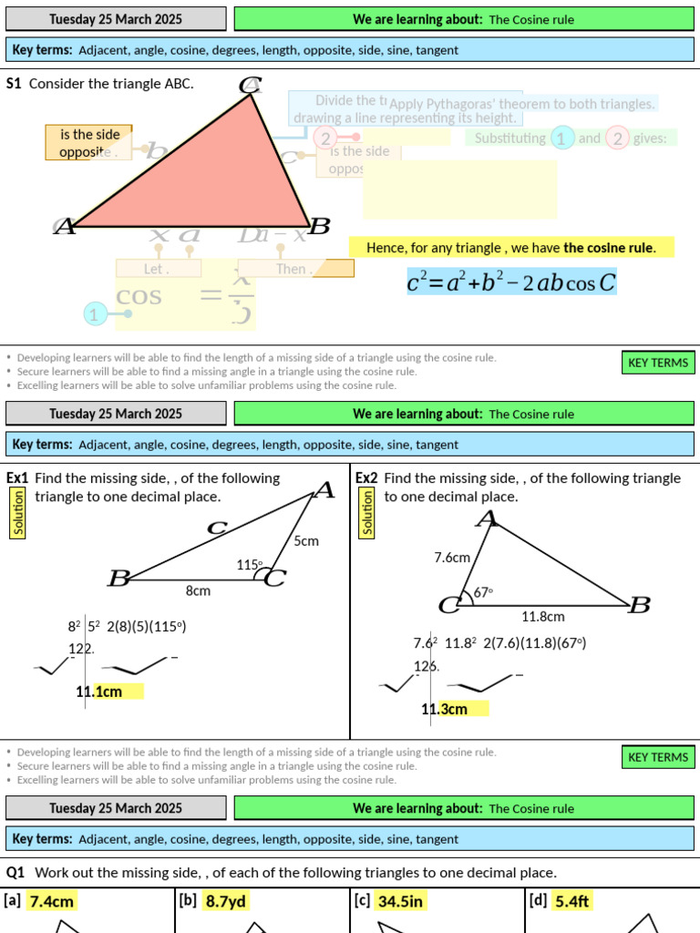 2.8h The Cosine Rule | PDF | Trigonometric Functions | Euclidean Plane Geometry
