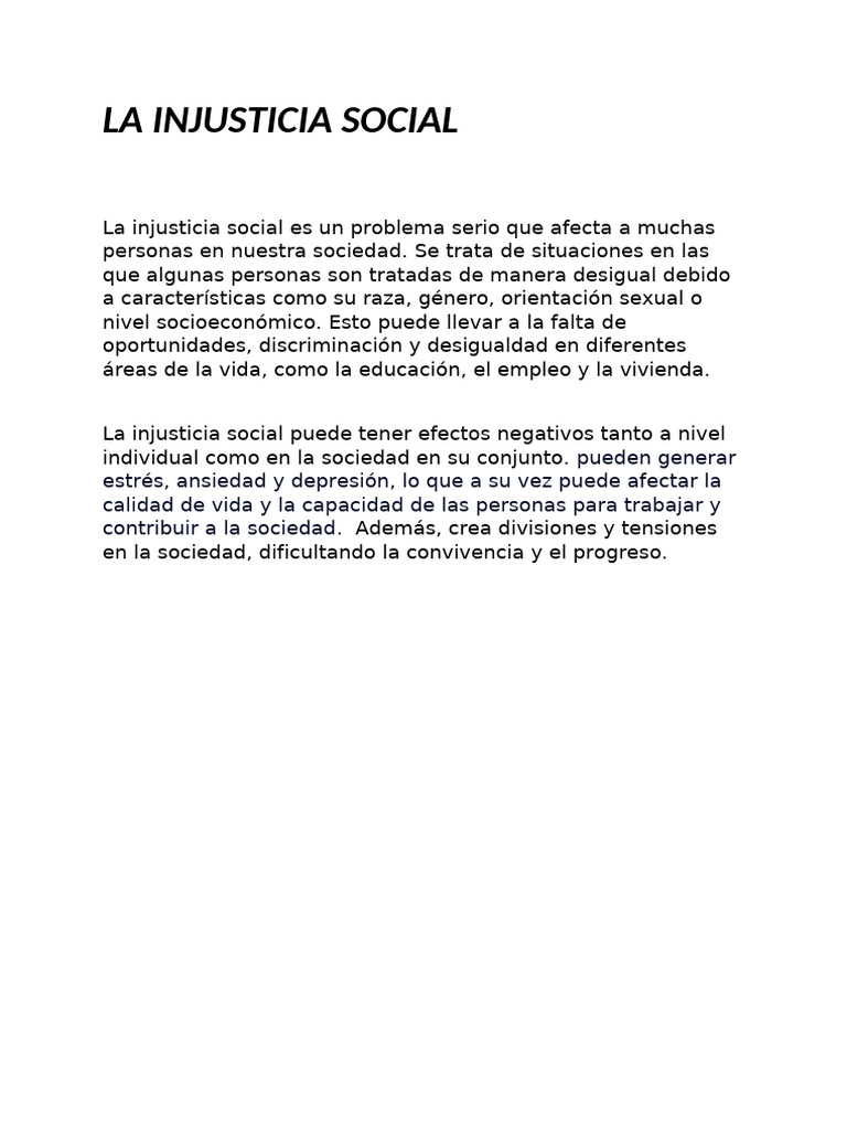 La Injusticia Social | PDF