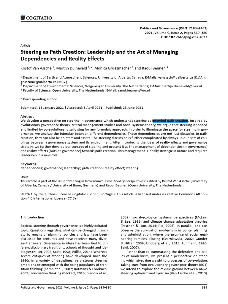 Steering Governance: Managing Dependencies | PDF | Governance | Knowledge