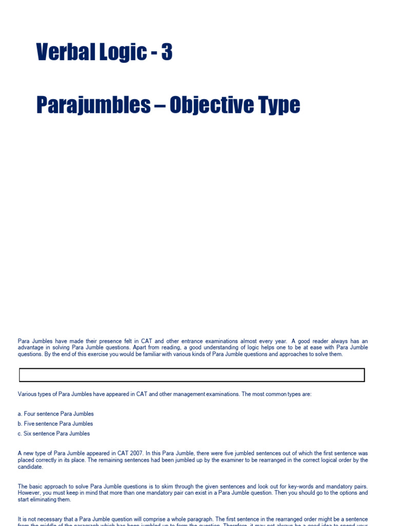 Verbal Logic - 3 - Parajumbles – Objective Type | PDF | John Rawls | Pol Pot