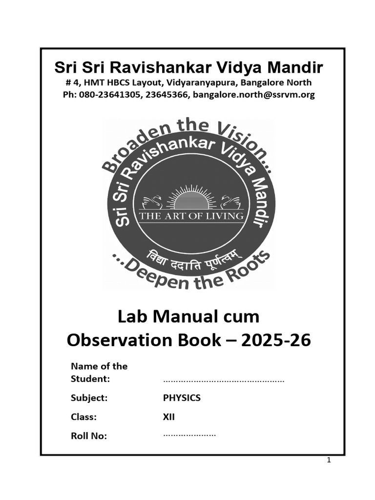 12TH Physics Lab Manual Front Page | PDF