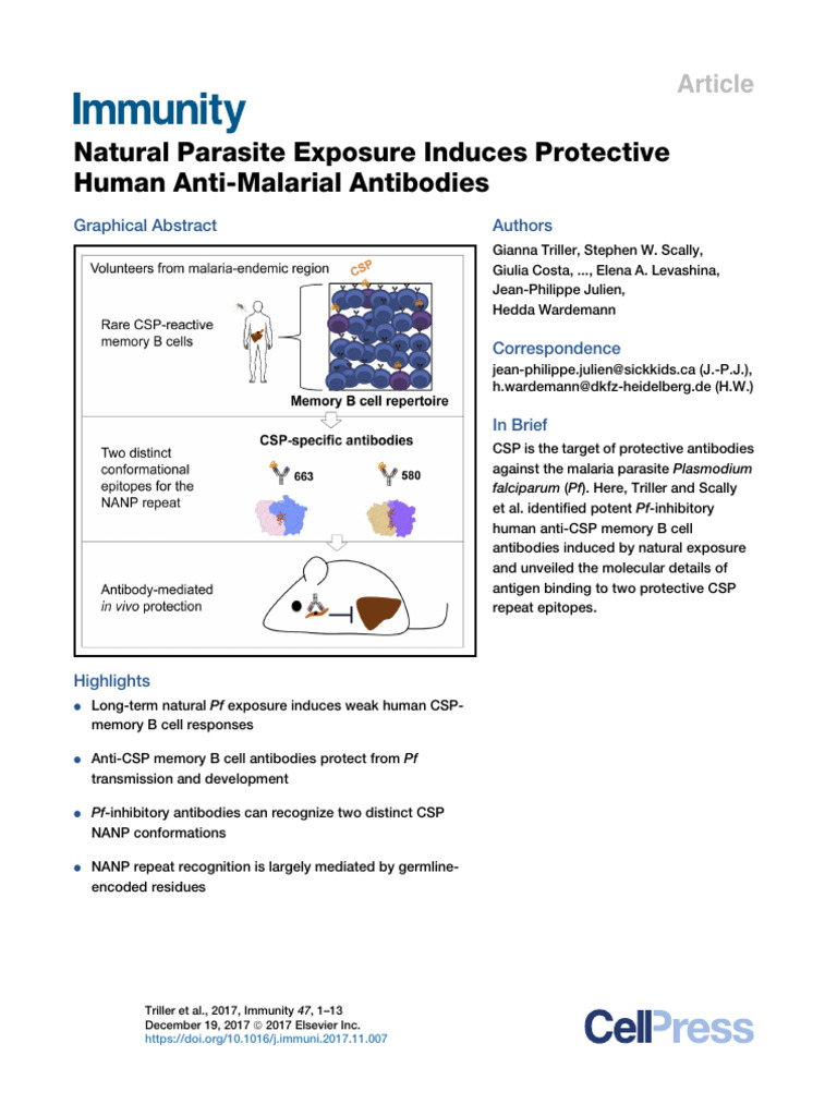 Triller 2017 | PDF | Antibody | Malaria