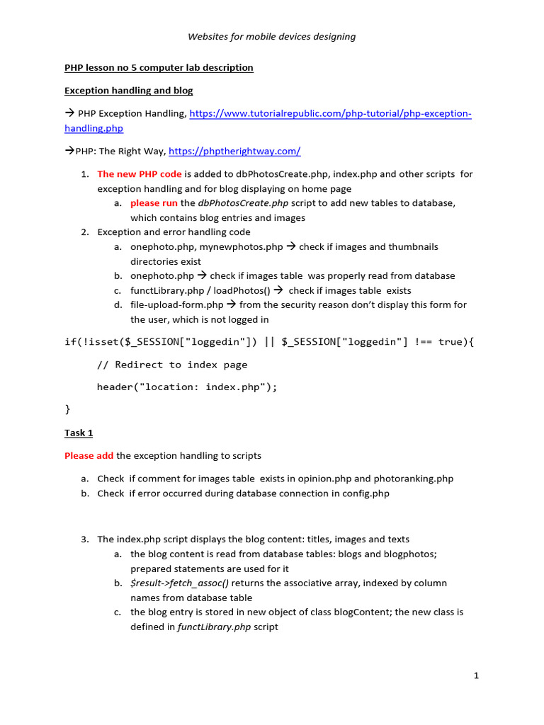 Mobile PHP Exception Handling Guide | PDF