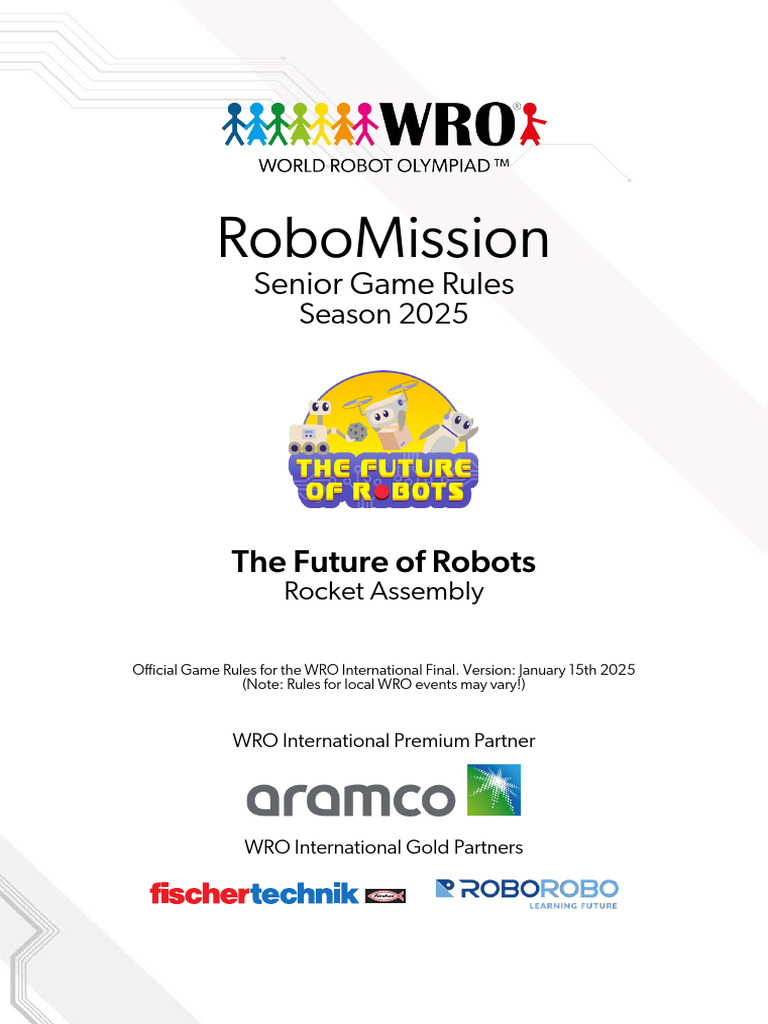 WRO 2025 RoboMission Senior | PDF | Rocket | Automation