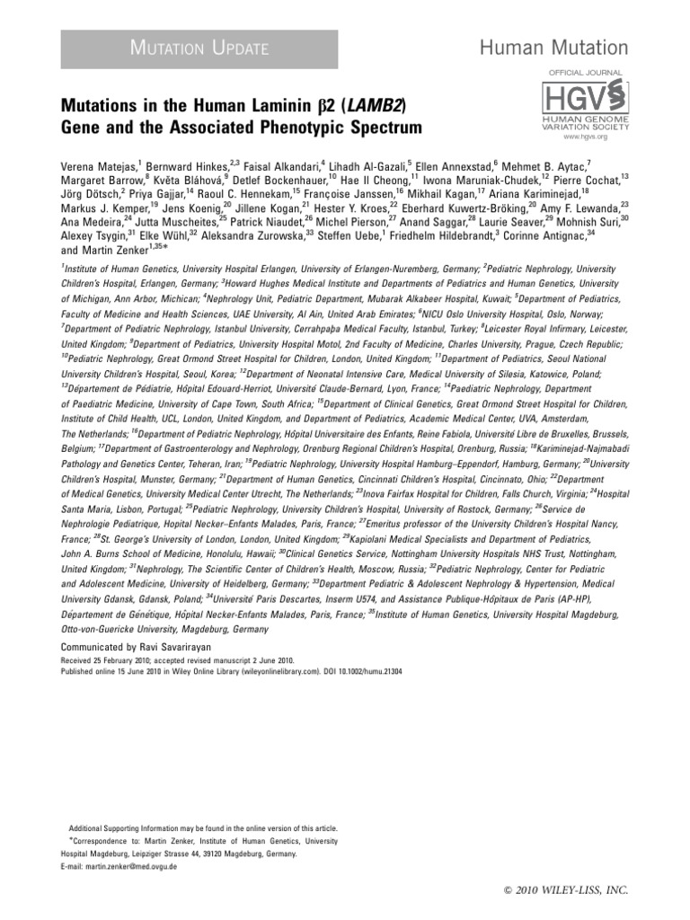 Human Mutation - 2010 - Matejas - Mutations in the Human Laminin 2 ...