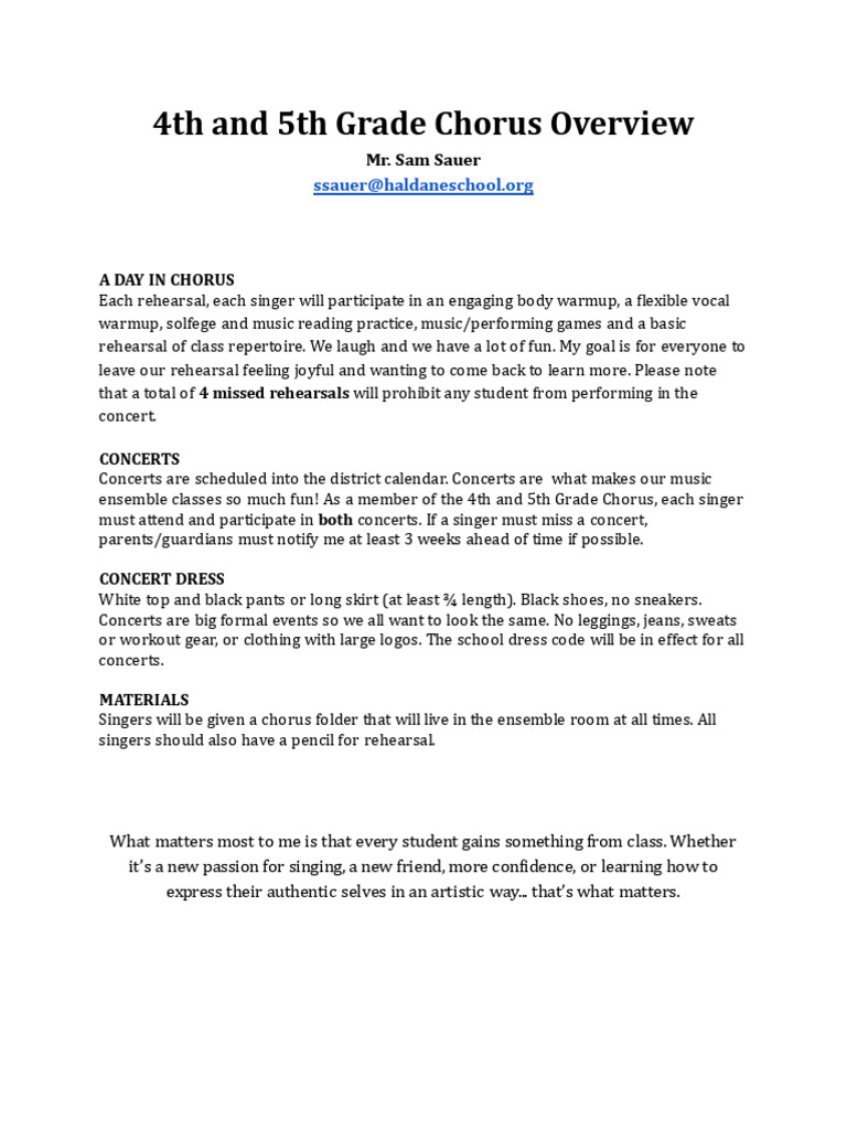 Chorus Overview Sheets | PDF