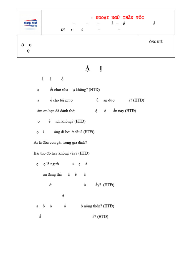 AVCB BÀI TẬP DỊCH CÂU U1 U4 ĐỀ | PDF