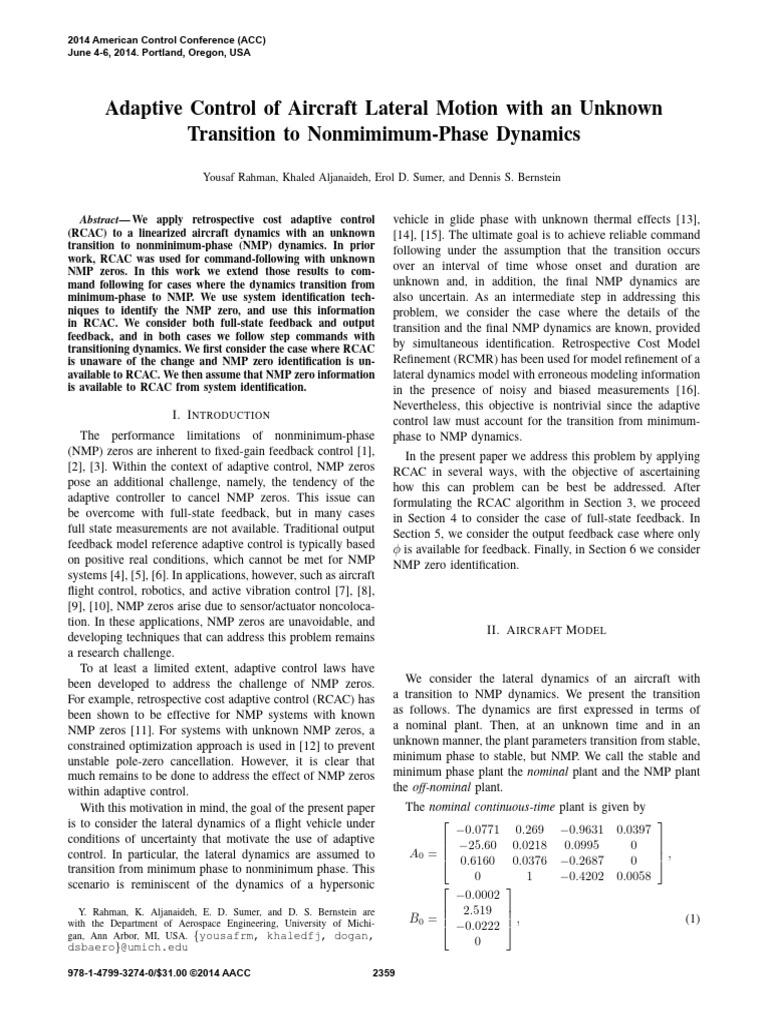 [Alj14]Adaptive_Control_of_Aircraft_Lateral_Motion_with_an_Unknown_Transition_to_Nonminimum ...