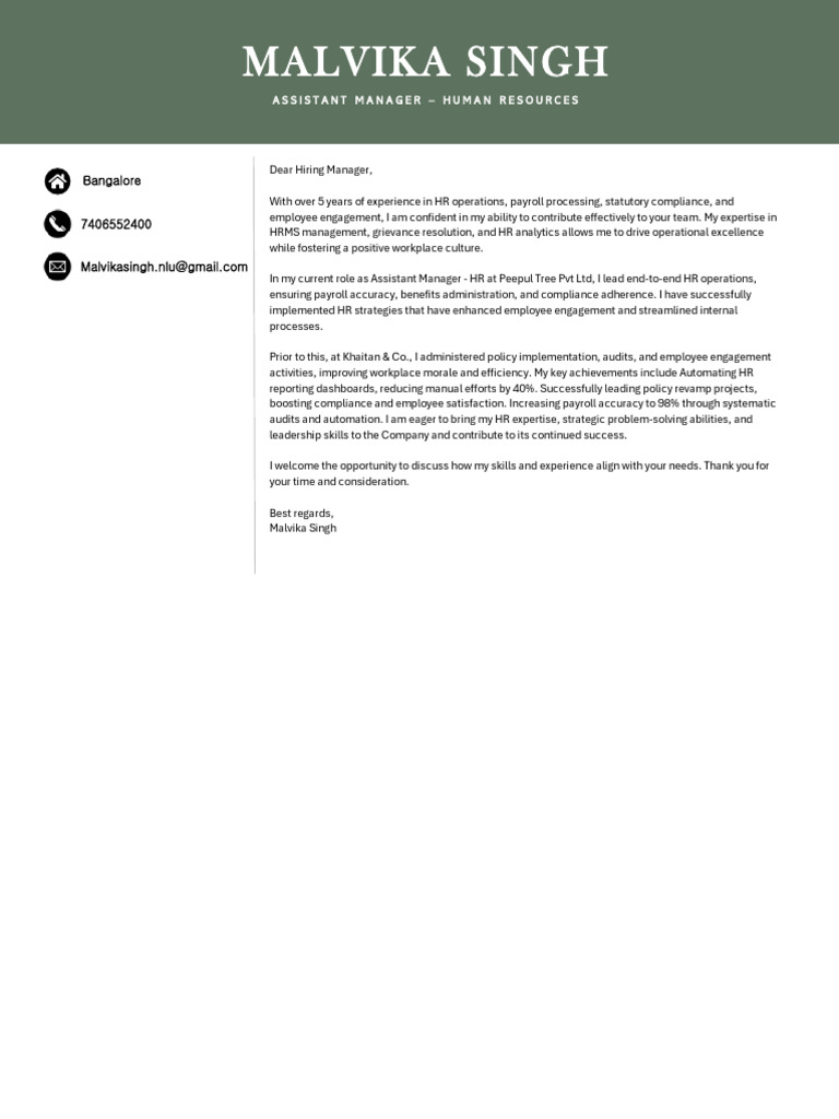 Malvika Singh: HR Expertise Overview | PDF