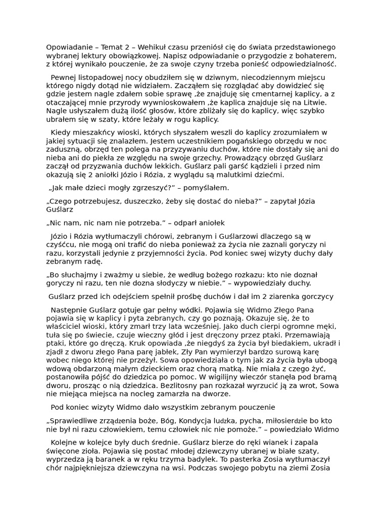 Opowiadanie Dziady | PDF