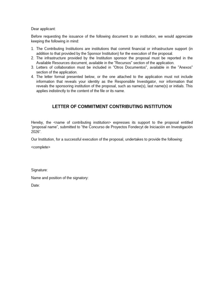 Guidelines for Commitment Letters | PDF
