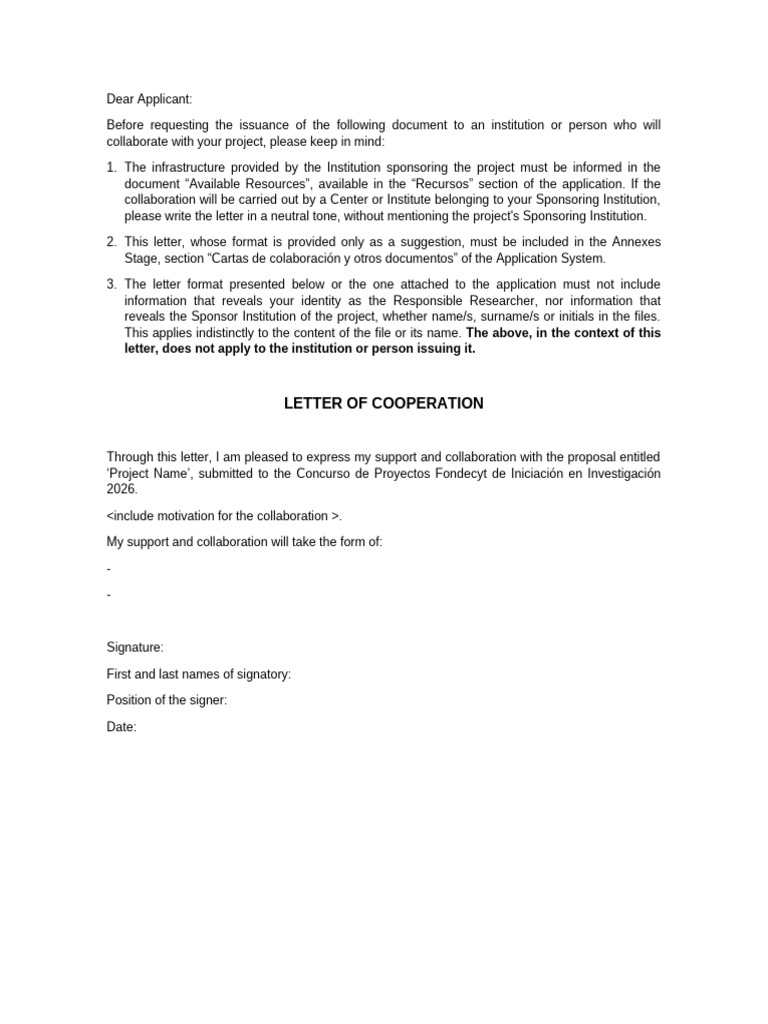 Letter Cooperation | PDF