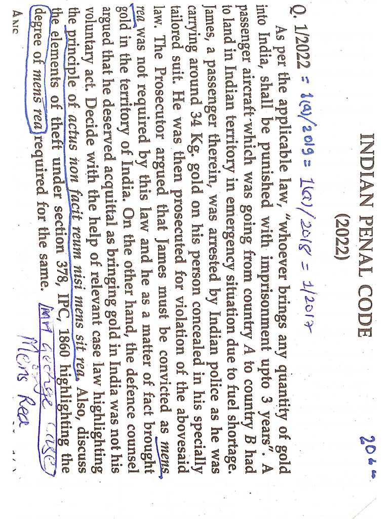 Mens Rea (Criminal Law), Topic - 01 | PDF