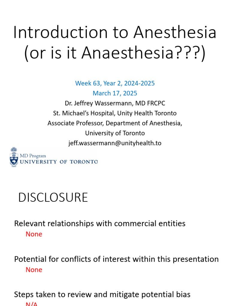 Introduction To Anesthesia 2025 CNC Surgery Week - Final | PDF ...
