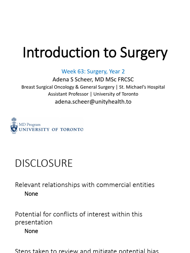 Med220 2025-03-17 Introduction To Surgery | PDF | Pneumonia | Sepsis