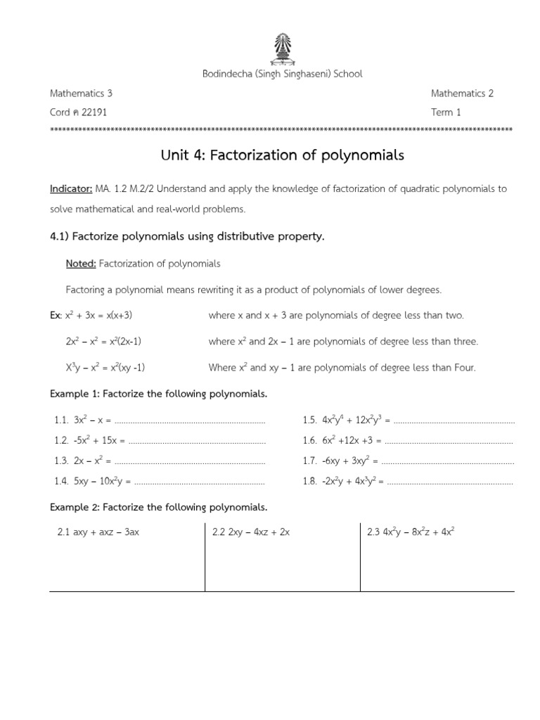 Factorization of Polynomials Guide | PDF | Factorization | Applied Mathematics