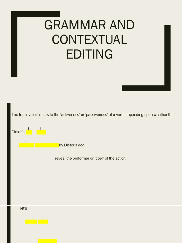 Grammar and contextual editing part 1 | PDF | Syntactic Relationships ...