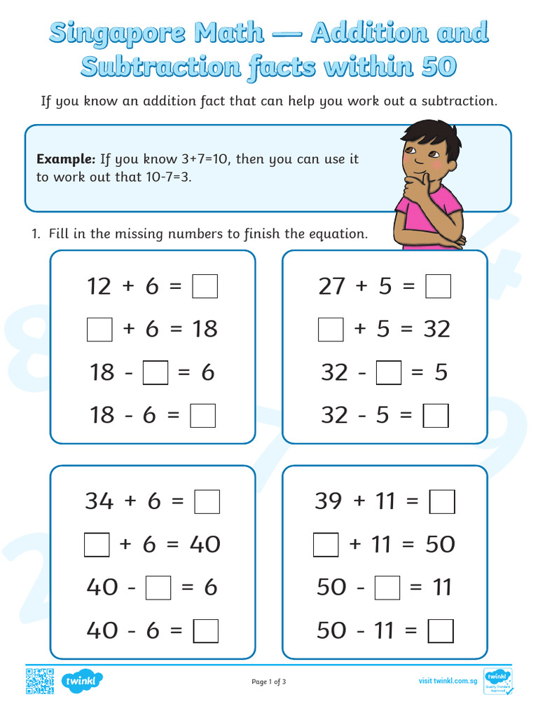 SG T 1701693127 Singapore Math Addition and Subtraction Facts Within 50 ...