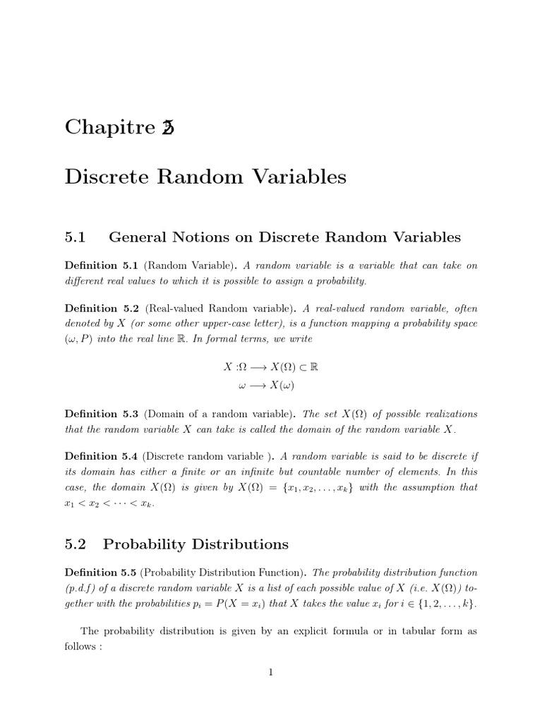 Chapter 3 Discrete Random Variable 1 Pdf Random Variable Variable Mathematics