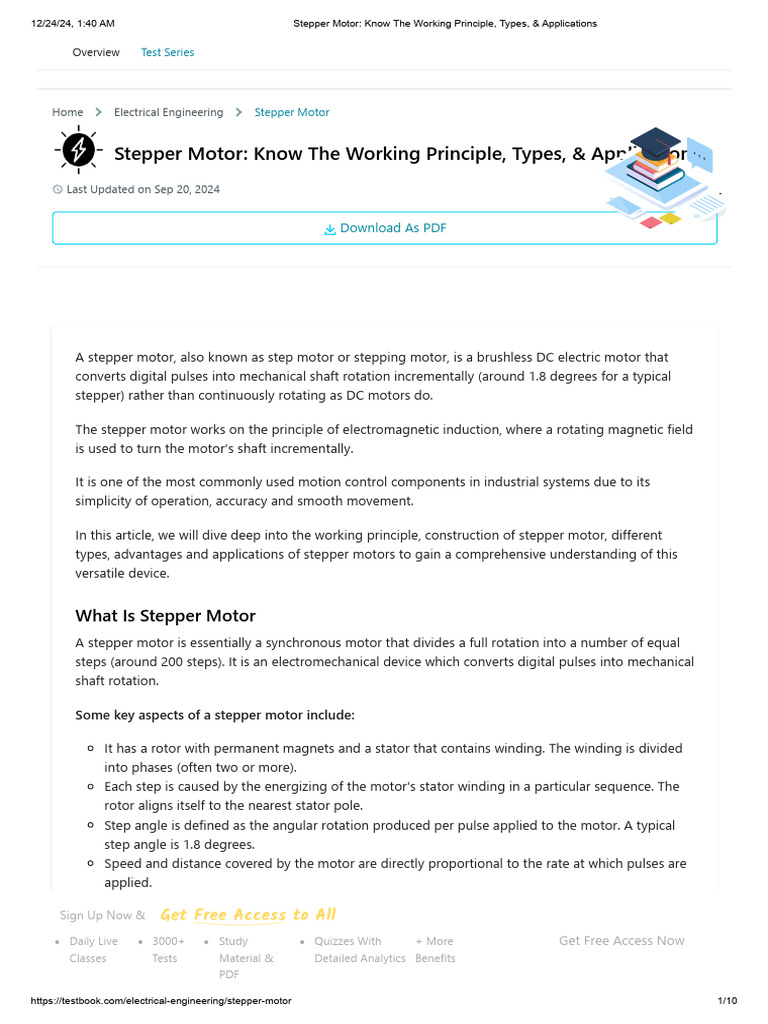Stepper Motor_ Know The Working Principle, Types, & Applications | PDF | Electric Motor | Machines
