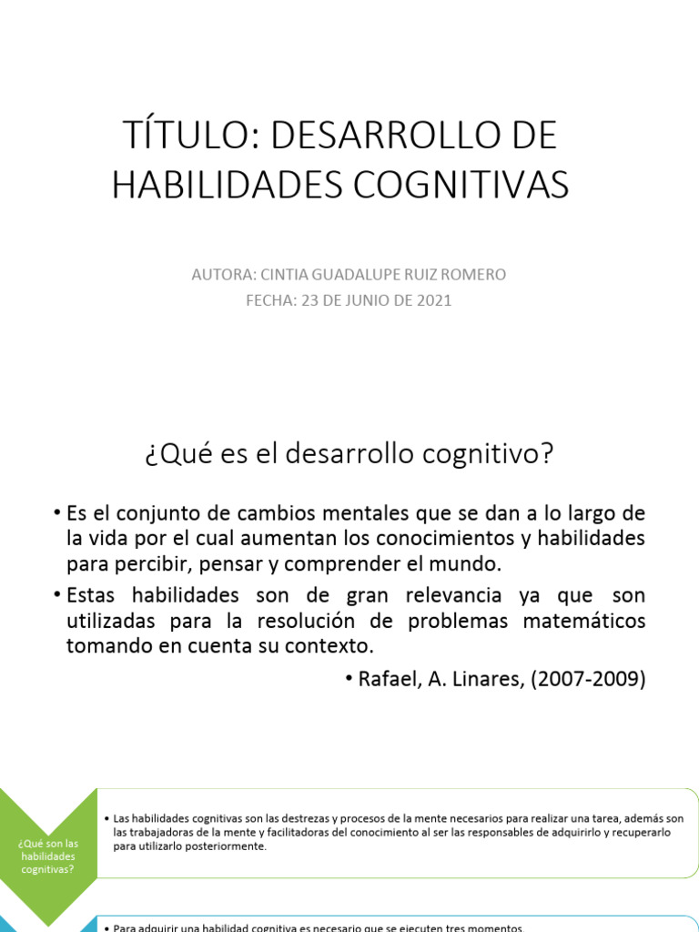 Desarrollo de Habilidades Cognitivas | PDF | Pensamiento | Aprendizaje