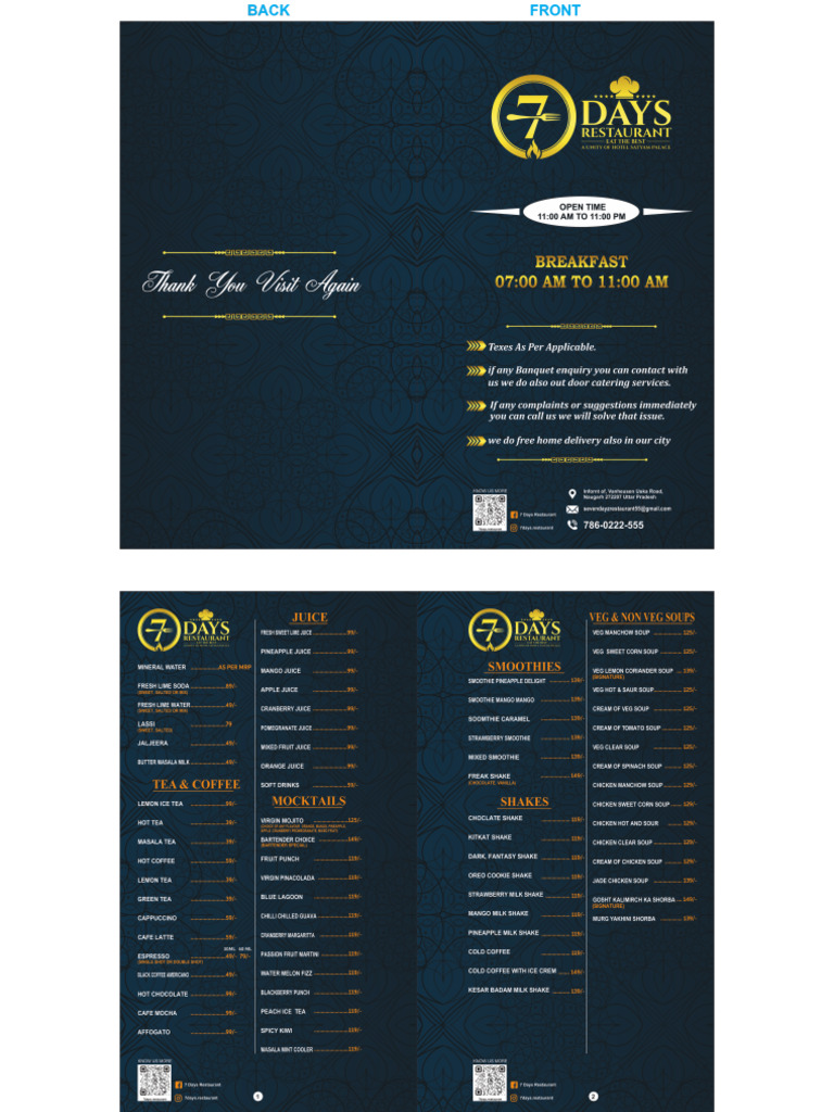 7 Days Menu Final | PDF