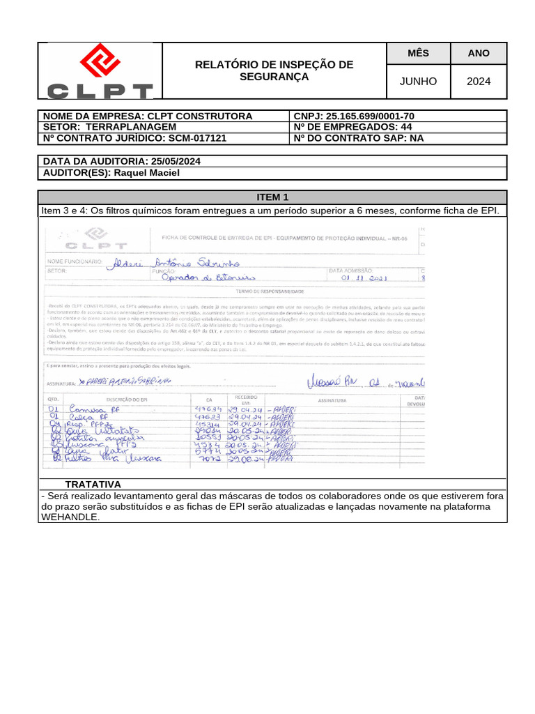 FORM-CLPT-SMS-063-RELATÓRIO DE TRATATIVA DE NÃO CONFORMIDADES CAMPO | PDF