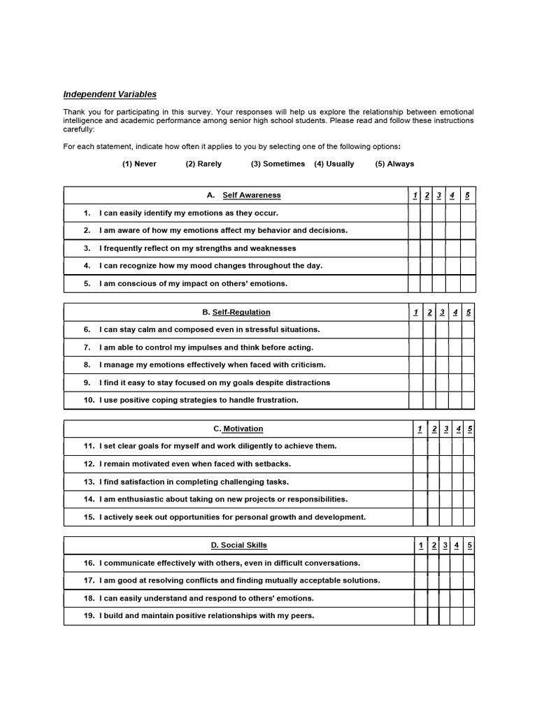 research-questionnaire-sample (1) | PDF | Emotions | Goal