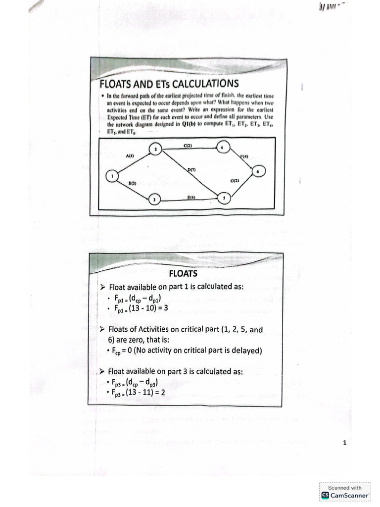 Floats and ETs Calculations ETEN509 | PDF