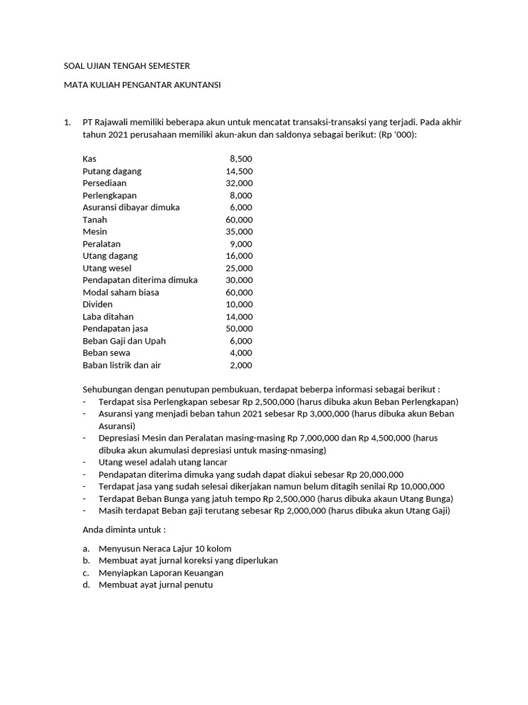 Soal 146 Soal UTS Pengantar Akuntansi | PDF